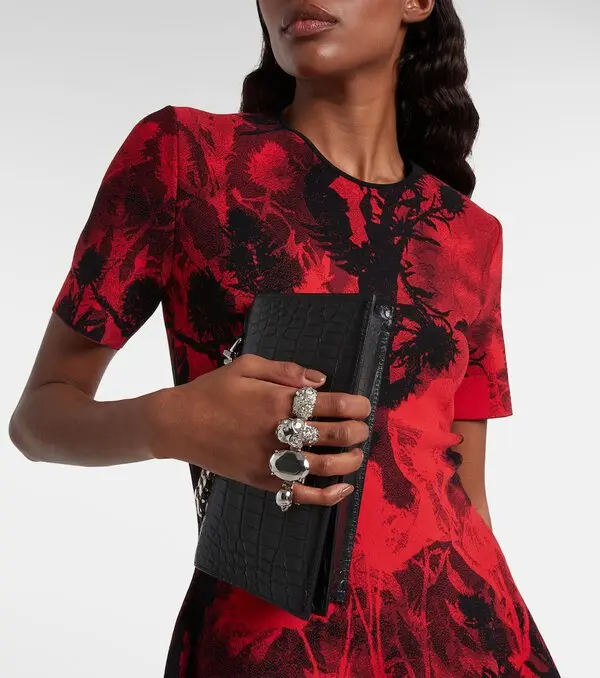 Alexander McQueen Jewelled Mini Leather Shoulder Bag