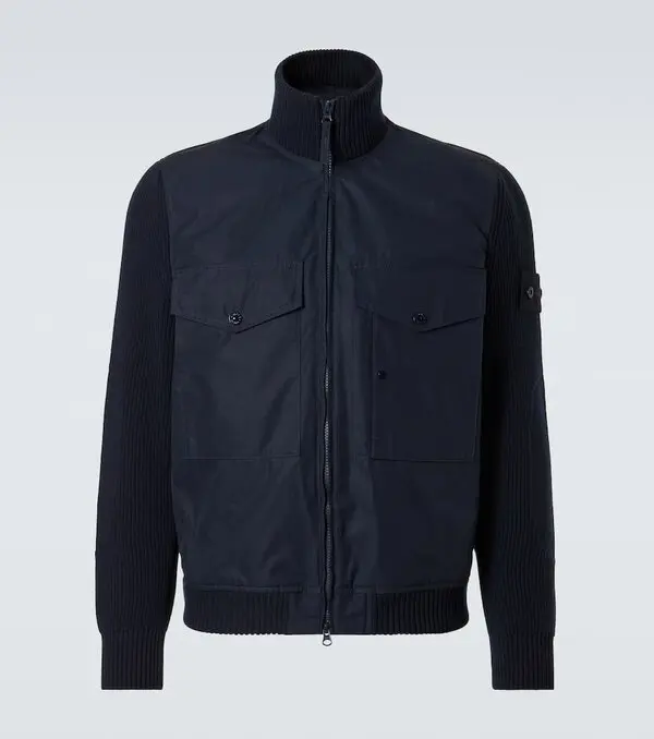 Stone Island Compass Cotton Bomber Jacket - Blue