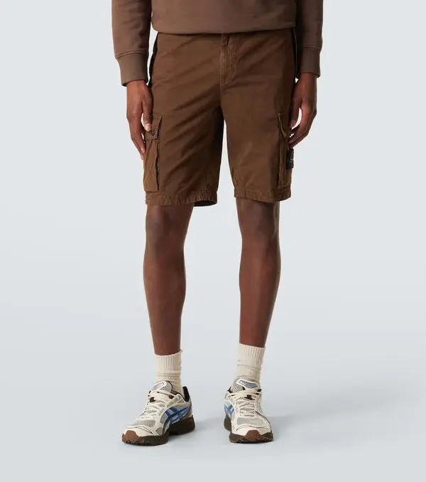 Stone Island Compass Cotton Canvas Cargo Shorts