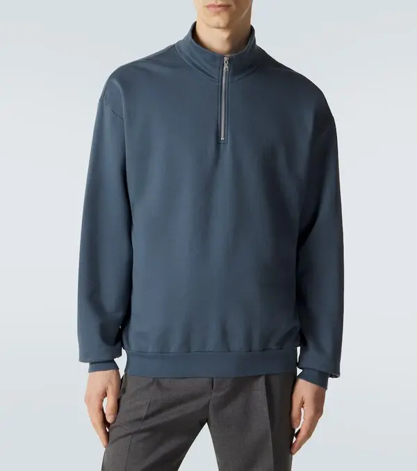 Auralee Cotton Half-zip Sweatshirt - Blue