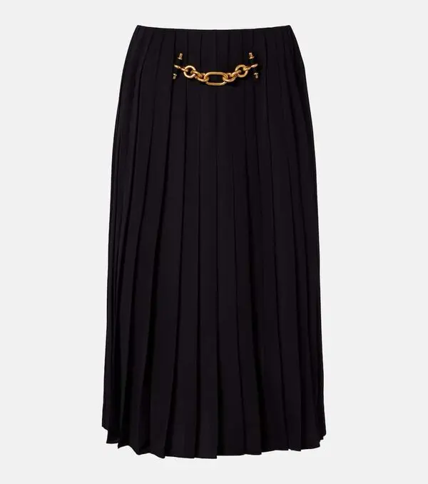 Balmain Chain-detail Pleated Midi Skirt - Black