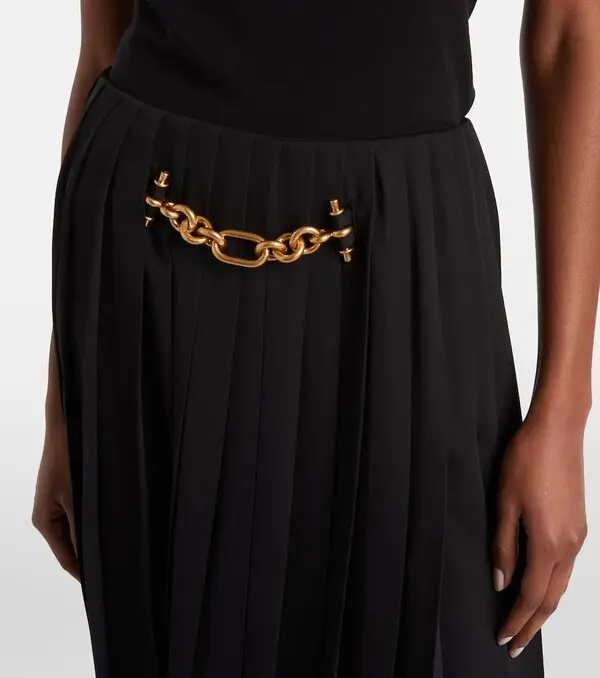 Balmain Chain-detail Pleated Midi Skirt