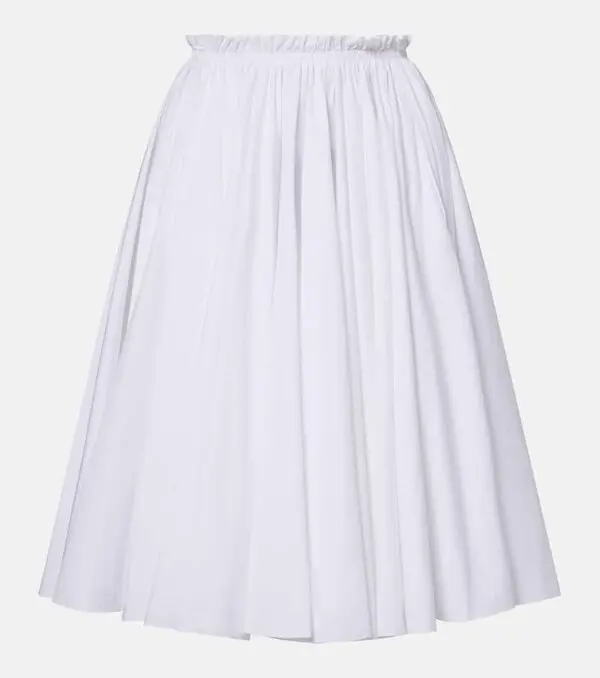Ami Corolla Gathered Cotton Midi Skirt - White