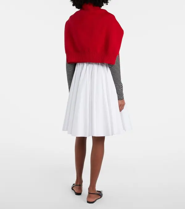 AMI Paris Corolla Gathered Midi Skirt - White