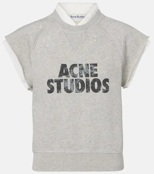 Acne Studios Layered Logo Cotton Fleece Vest - Grey