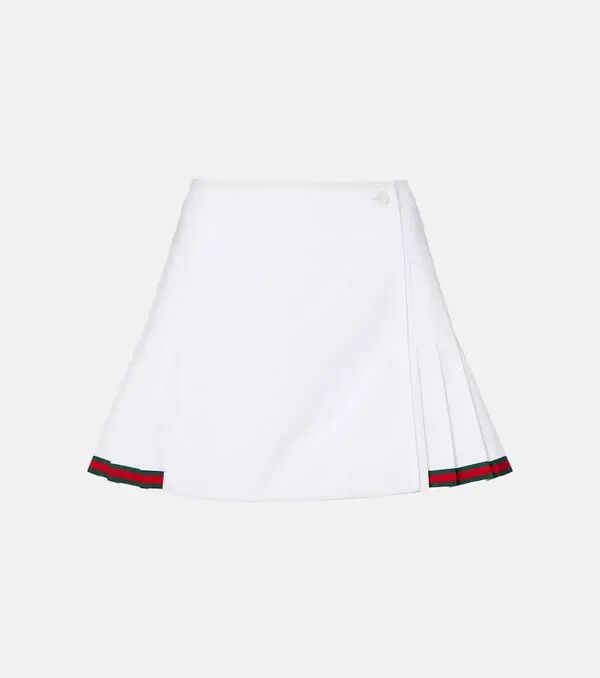 Gucci Web Stripe Cotton Poplin Miniskirt - White