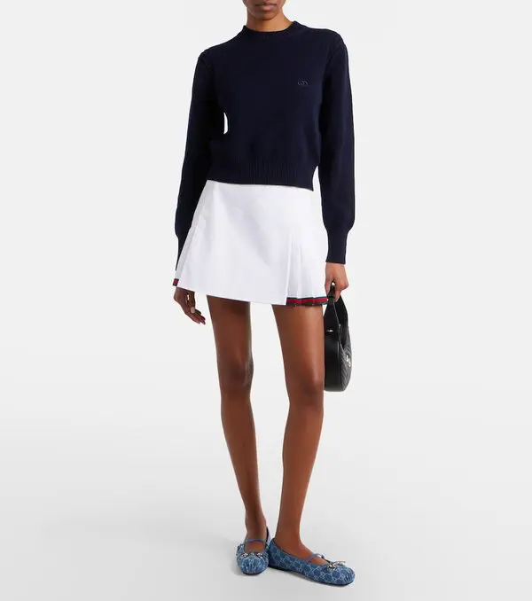 Gucci Web Stripe Cotton Poplin Miniskirt