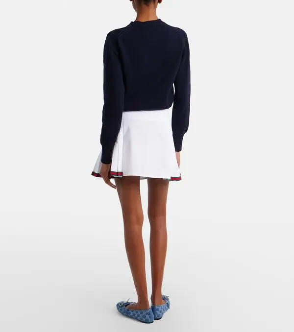 Gucci Web Stripe Cotton Poplin Miniskirt