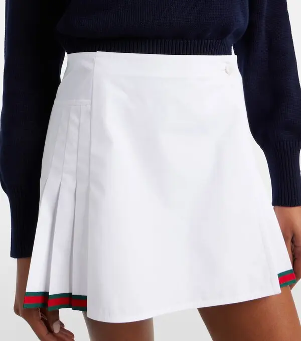 Gucci Web Stripe Cotton Poplin Miniskirt