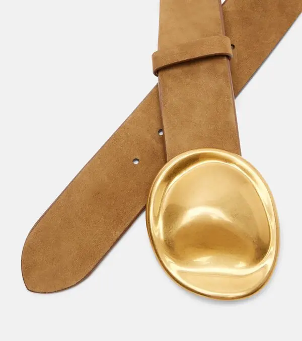 Khaite Keefe Suede Belt - Beige