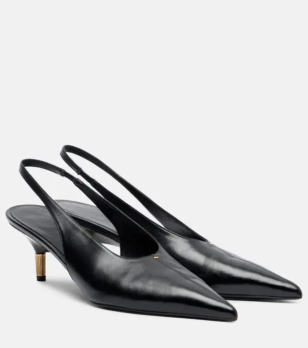 Khaite Bella 55 Leather Slingback Pumps - Black