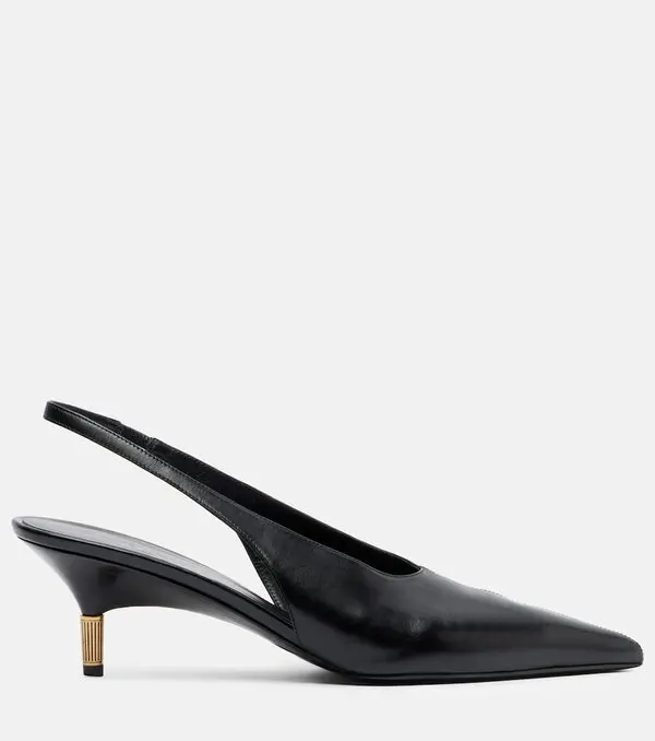 Khaite Bella 55 Leather Slingback Pumps - Black