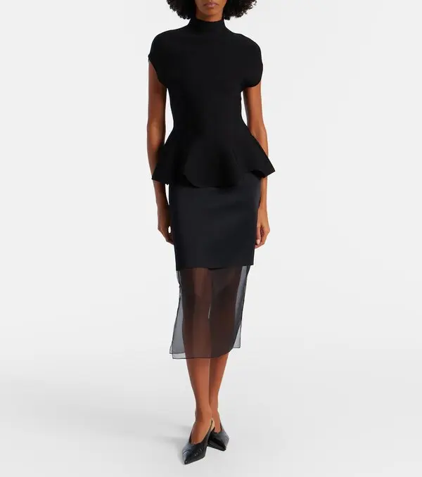 Khaite Sybil Layered Midi Skirt - Black