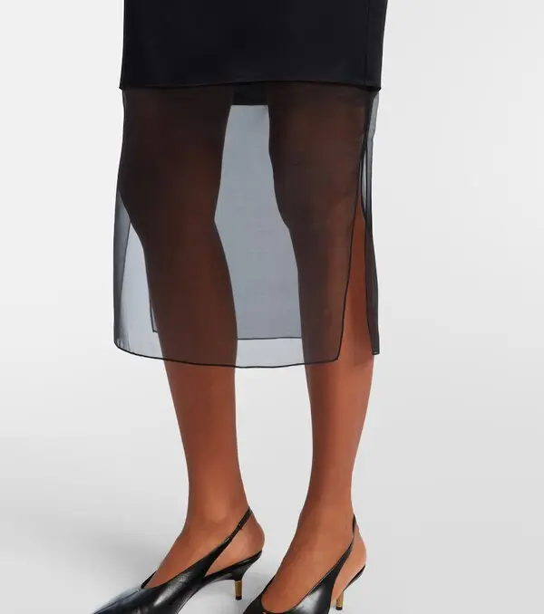 Khaite Sybil Layered Midi Skirt - Black