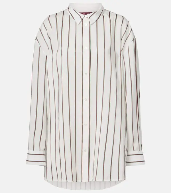 Gucci Striped Silk-blend Jacquard Shirt - White