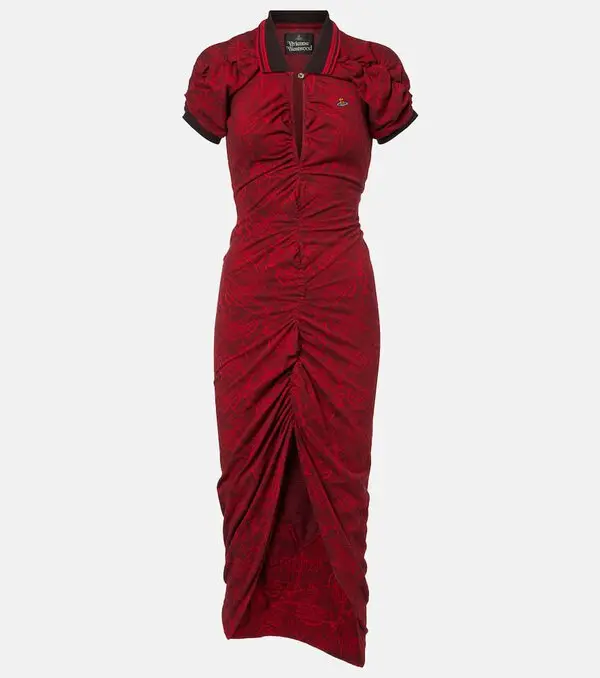 VIVIENNE WESTWOOD Pulling Cotton Jacquard Midi Dress - Red