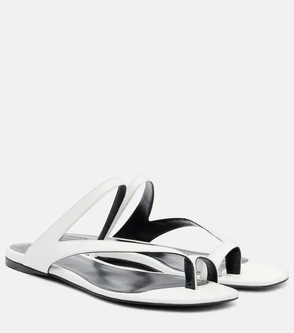 Khaite Aimee Leather Sandals - White