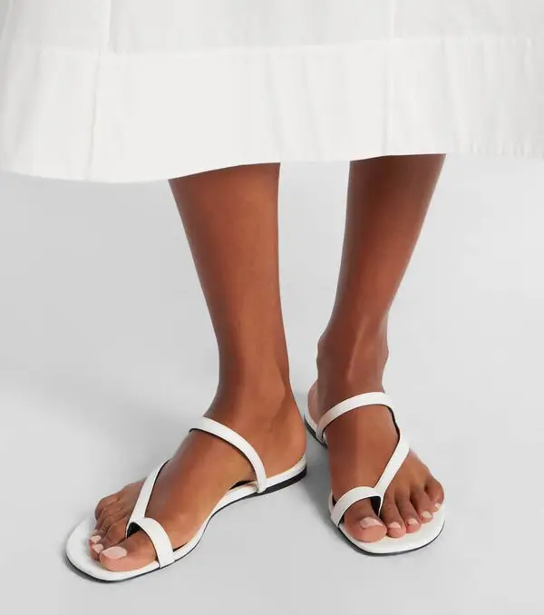 Khaite Aimee Leather Sandals - White