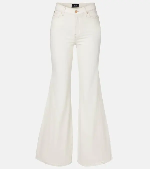 7 For All Mankind Panel Retro Flared Jeans - White