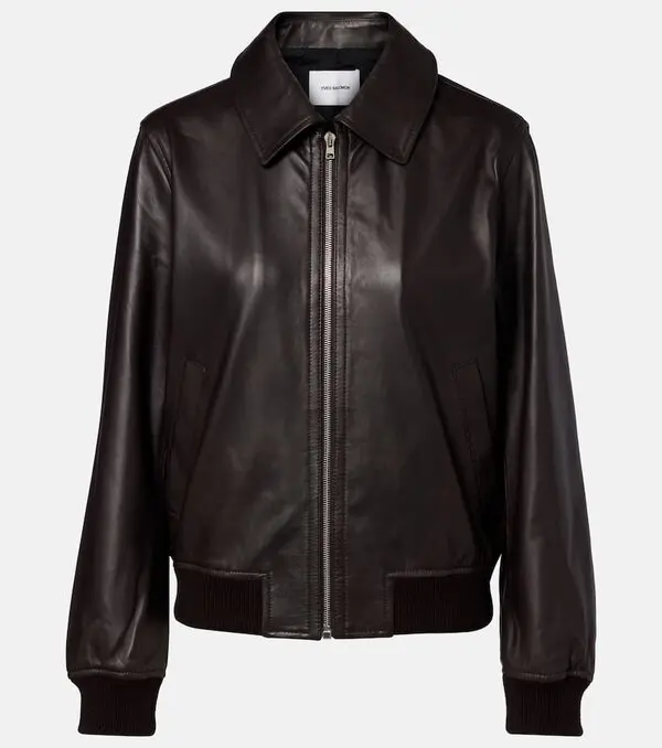 YVES SALOMON Hooded Leather Blouson Jacket - Brown