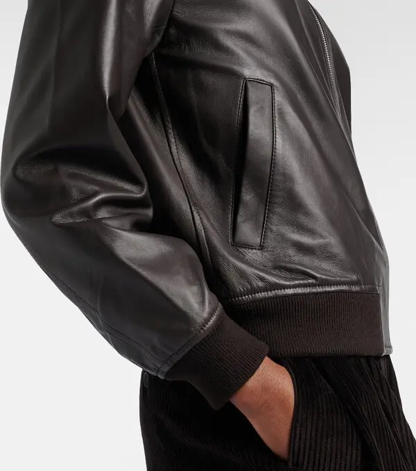 YVES SALOMON Leather Blouson Jacket - Brown