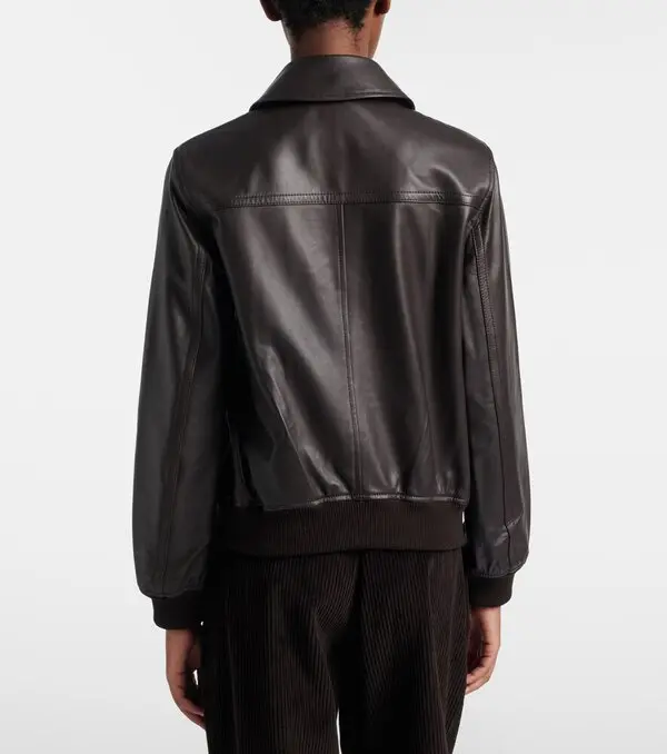 YVES SALOMON Leather Blouson Jacket - Brown