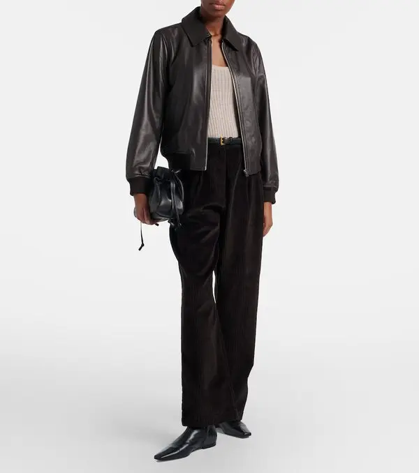 YVES SALOMON Leather Blouson Jacket - Brown