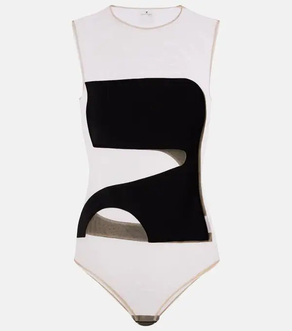 COURREGES Courrèges Satin And Tulle Bodysuit - Black