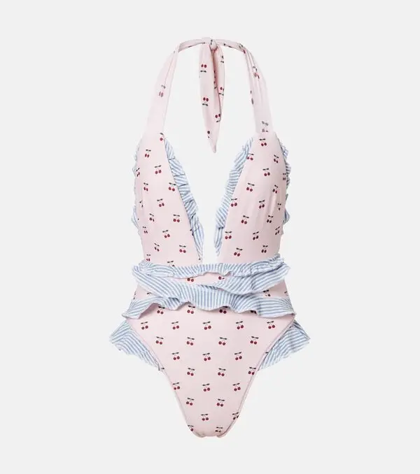 MONTCE Tropez Printed Ruffled Swimsuit - Pink