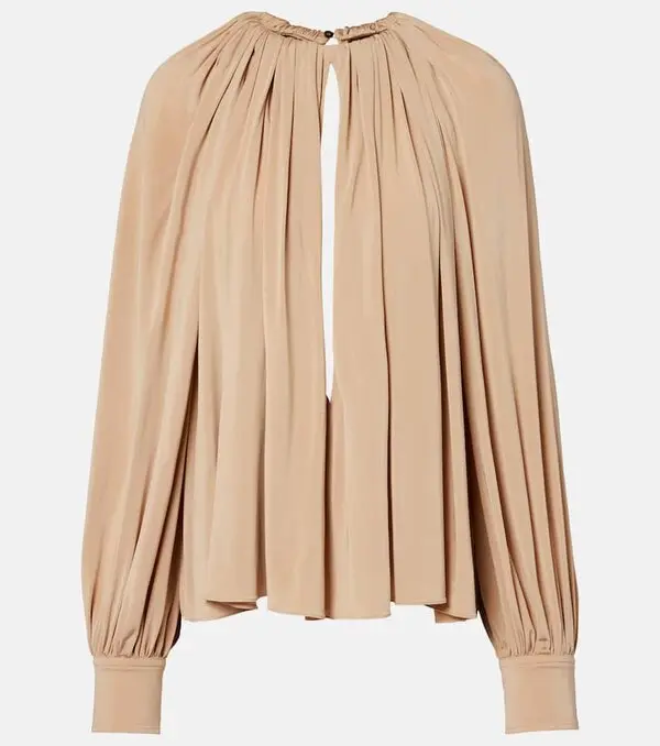 FERRAGAMO Cutout Draped Blouse - Beige