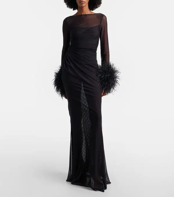 gucci evening dresses Cream Embellished silk-cady gown | Gucci