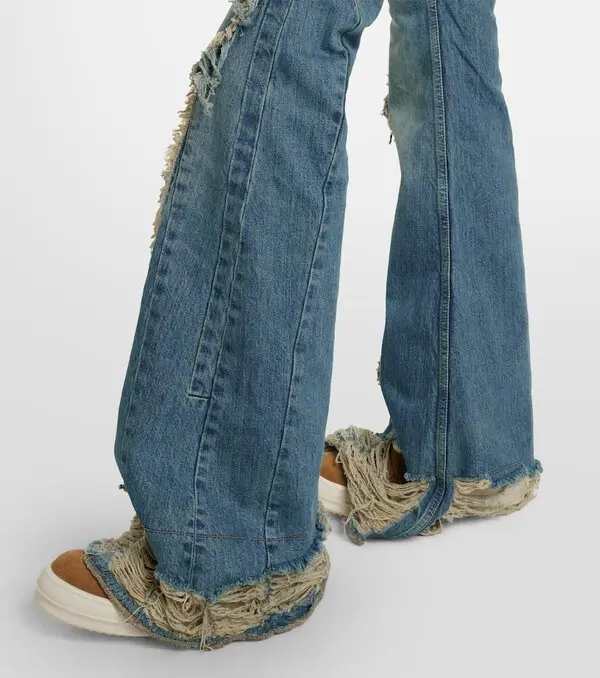 Rick Owens Distressed Bootcut Jeans