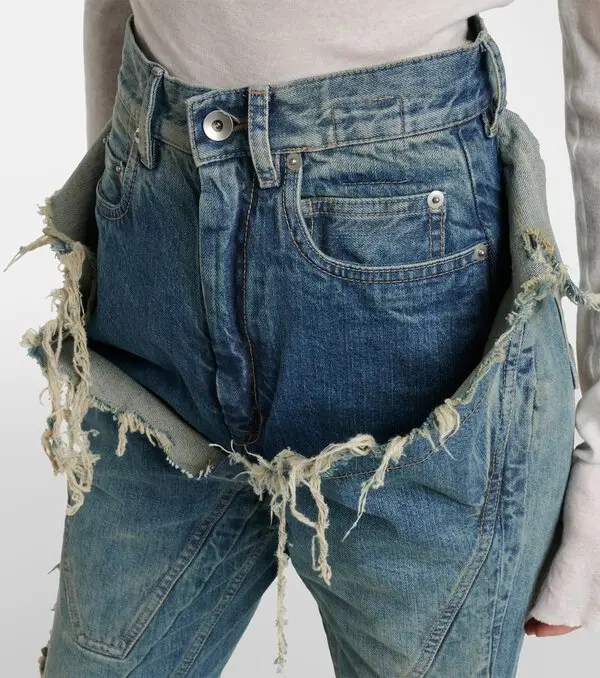 Rick Owens Silvered Distressed Flared Jeans
