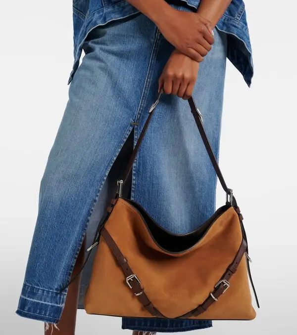 Givenchy Voyou Medium Suede Shoulder Bag - Brown