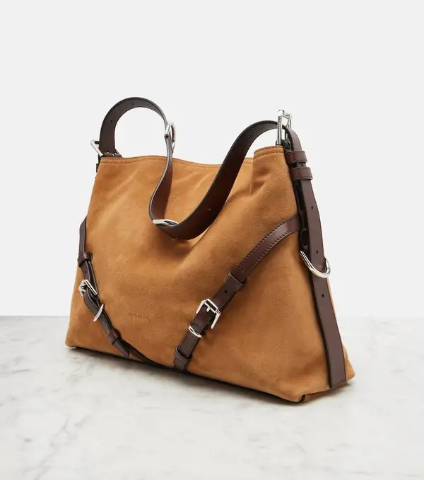 Givenchy Voyou Medium Suede Shoulder Bag - Brown