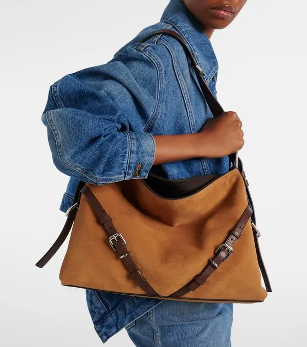 Givenchy Voyou Medium Suede Shoulder Bag - Brown