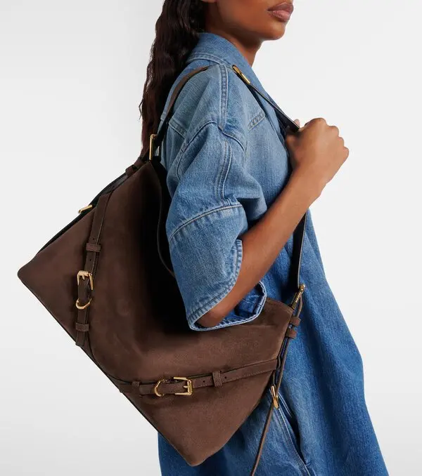 Givenchy Voyou Medium Suede Shoulder Bag - Brown