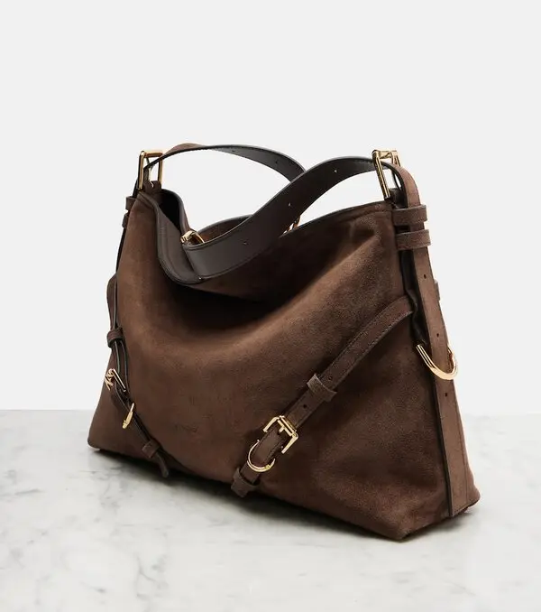 Givenchy Voyou Medium Suede Shoulder Bag - Brown