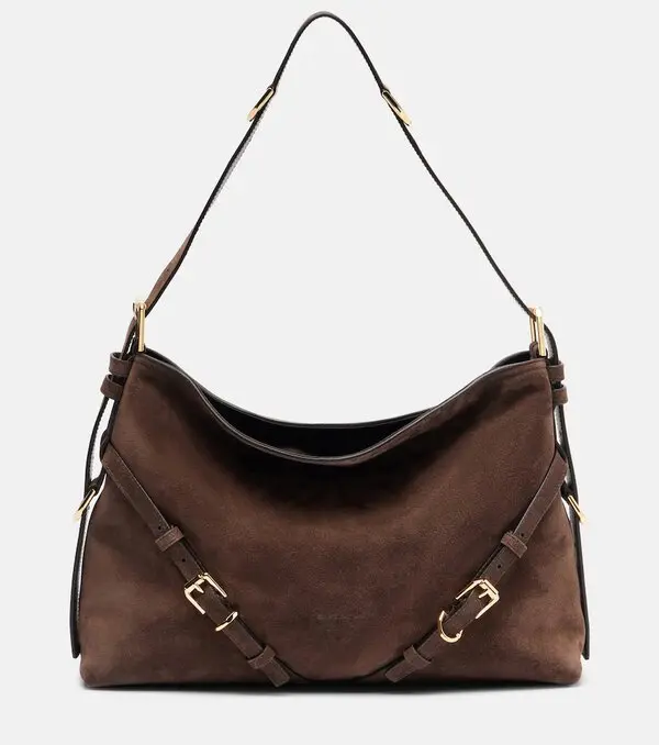 Givenchy Voyou Medium Suede Shoulder Bag - Brown