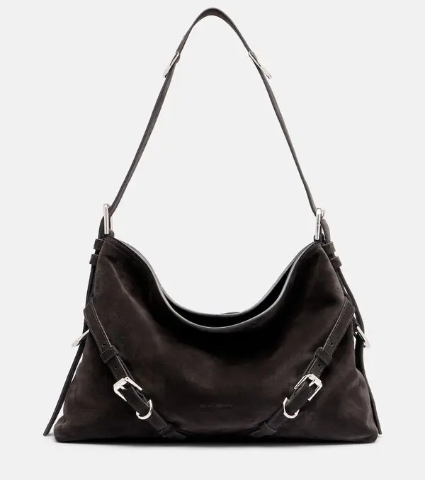 Givenchy Voyou Medium Suede Shoulder Bag - Grey