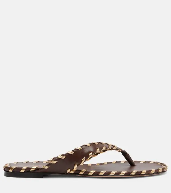 GIANVITO ROSSI Leather Thong Sandals - Brown