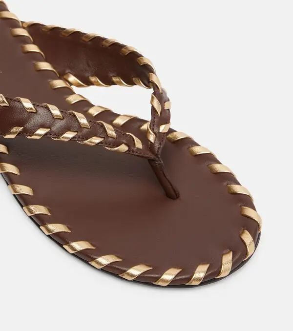 GIANVITO ROSSI Leather Thong Sandals - Brown