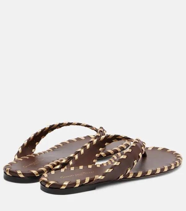 GIANVITO ROSSI Leather Thong Sandals - Brown
