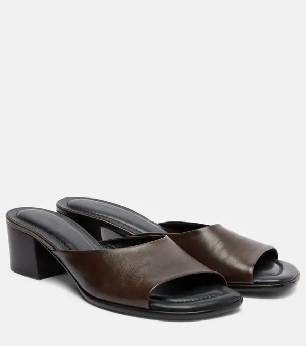 LEMAIRE 55 Leather Mules - Brown