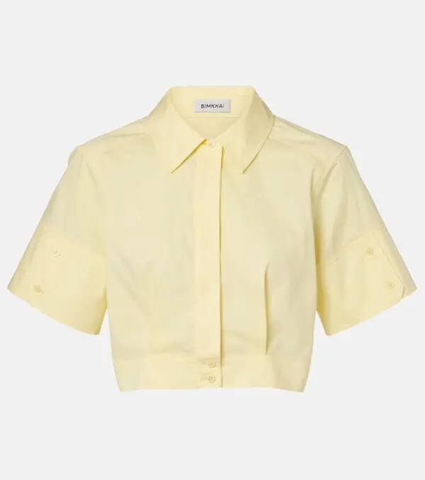 Simkhai Sabrina Cotton-blend Crop Top - Yellow