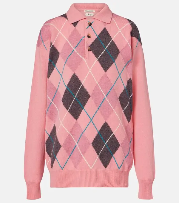 JW Anderson Argyle Wool Polo Sweater - Multicoloured