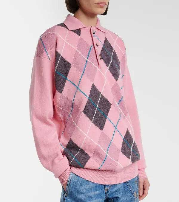 JW Anderson Argyle Wool Polo Sweater