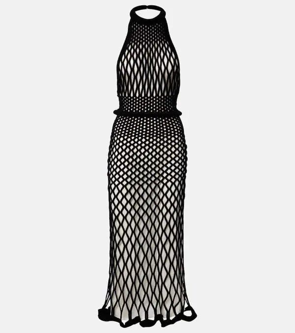 Givenchy Halterneck Open-back Mesh Midi Dress - Black