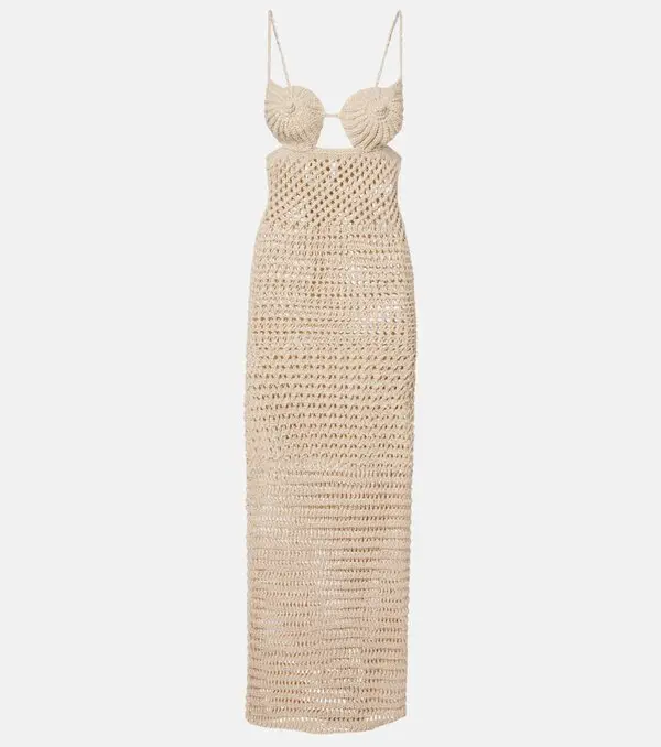 Alanui The Sound Of The Sea Crochet Maxi Dress - Beige