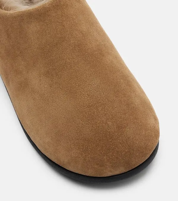 CHRISTEN Big Bootie Shearling-trimmed Suede Slip-on Shoes